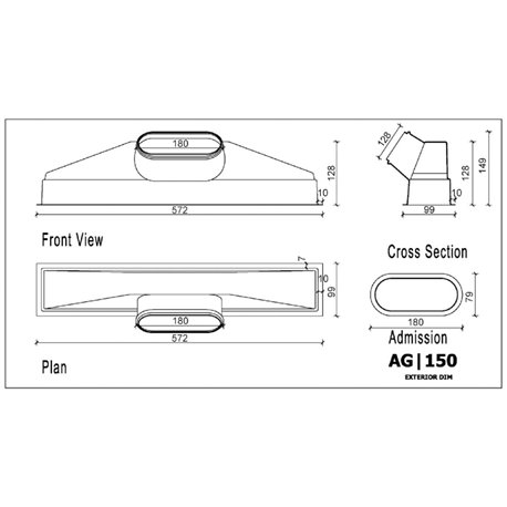 Plénum en ABS pour grille de soufflage linéaire 3455866 Ø 160 mm 535x78 ...
