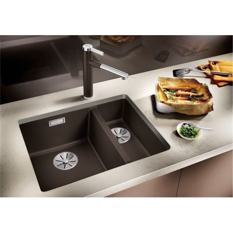 Evier Subline 340/160-U Silgranit Grande cuve gauche Café 523557 Blanco