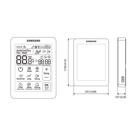 Commande tactile MWR-SH11N pour unités FJM,CAC, DVM, RAC Samsung