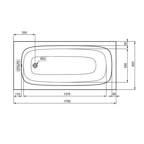 Baignoire rectangulaire 170x80 cm 270 Litres R044801 Ideal Standard