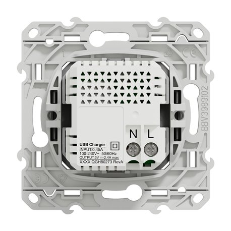 Prise USB double type A+C Odace S530401 Aluminium Schneider Electric