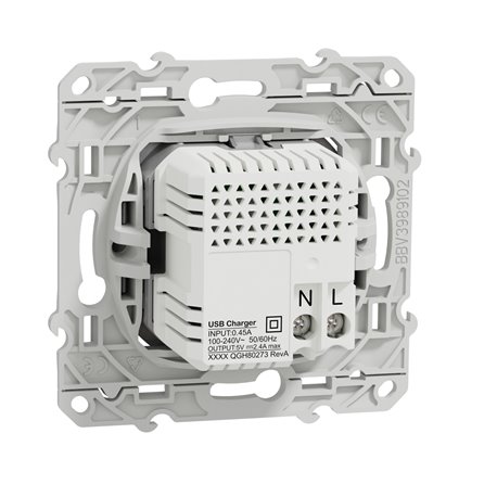 Prise USB double type A+C Odace S530401 Aluminium Schneider Electric