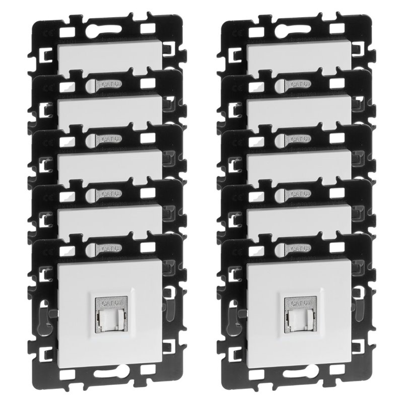 Lot de 10 prises RJ45 FTP Cat6 Grade1 Blanc 61871 Eur'ohm