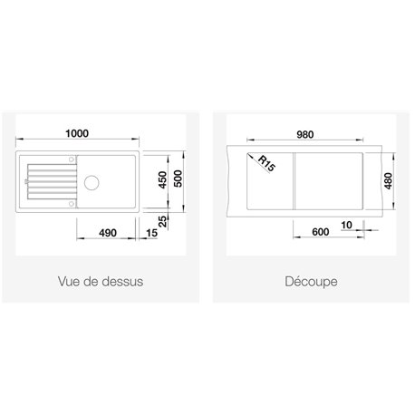 Evier Zia XL 6 S Anthracite 517710 Blanco